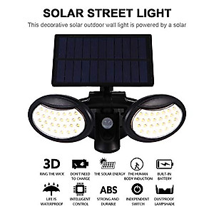 BESPORTBLE LED Solar Powered Light Human Body Induction Wall Street Lamp Outdoor Security Landscape Lantern for Patio Stairs Garden Pathway Home Light with 56 LED Bulb