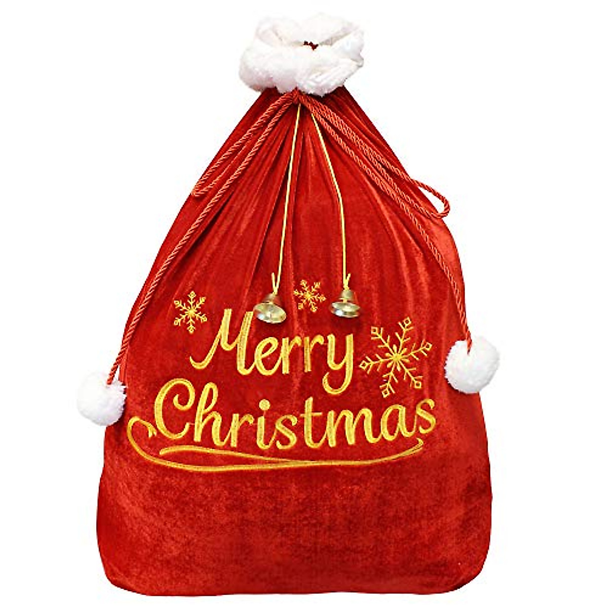 JOYIN Christmas Santa Sack with Cord Drawstring (31" x 27") for Indoor Xmas Give Decoration, Holiday Gift Décor, Giant Presents Gifts Wrap.