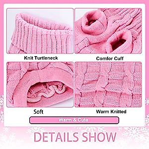 Set of 2 Dog Sweater for Small Dogs, Winter Turtleneck Knitted Chihuahua Sweater, Girl Clothes, Red Cute Pet Knitwear Sweaters Soft Puppy Cold Weather Outfits Doggie Cat Clothing (Medium), Pink+Green