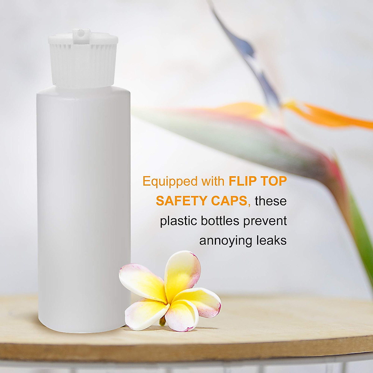 CLANRIZA Plastic Cylinder Bottles with Flip Top Pour Spout - Reusable Plastic Bottles Premium Quality - Clear Cylinder Bottles for Any Liquid Products (Pack of 12)