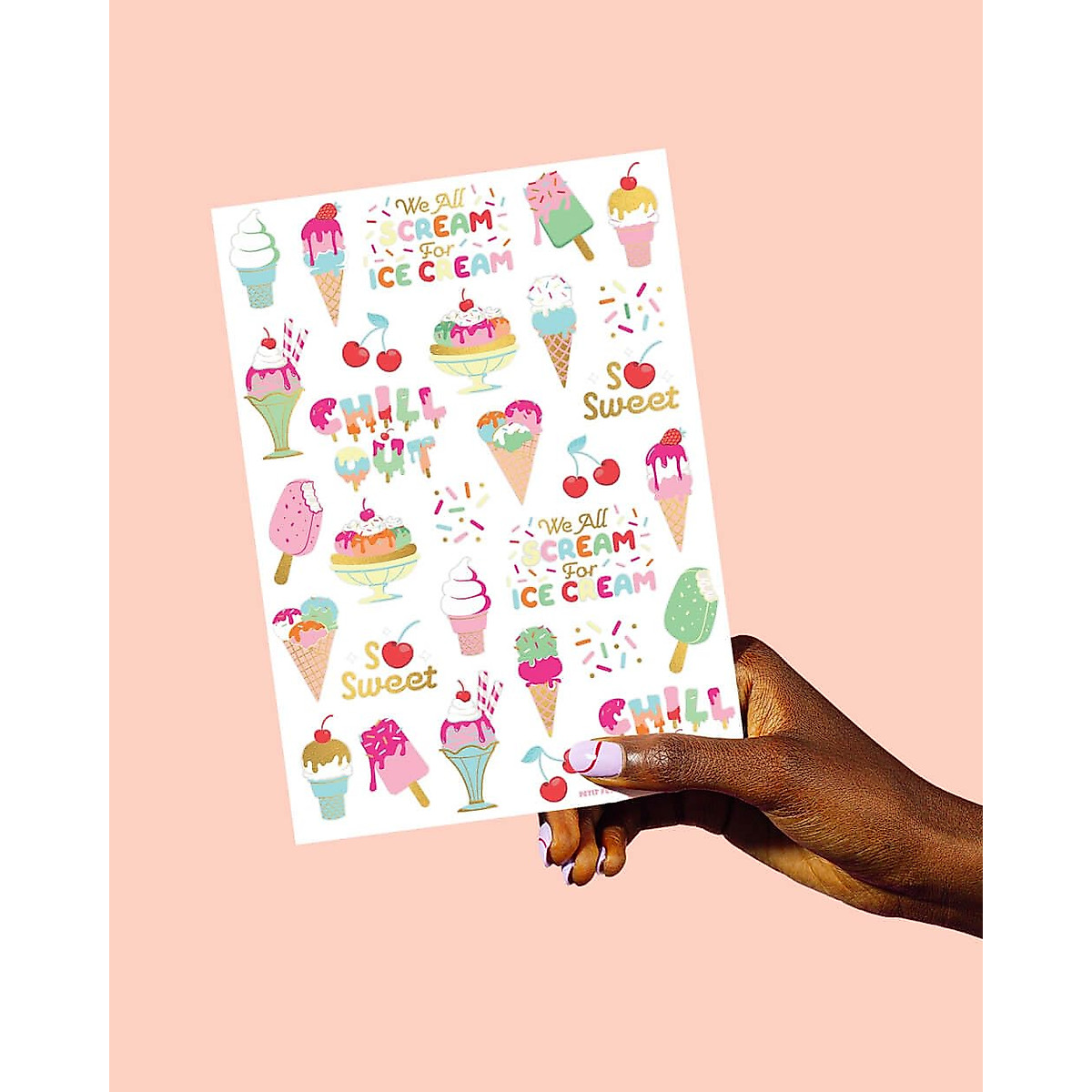 xo, Fetti Ice Cream Birthday Party Temporary Tattoos for Kids - 56 Glitter Styles | Dessert, Sweet Baby Shower Party Supplies, Arts and Crafts