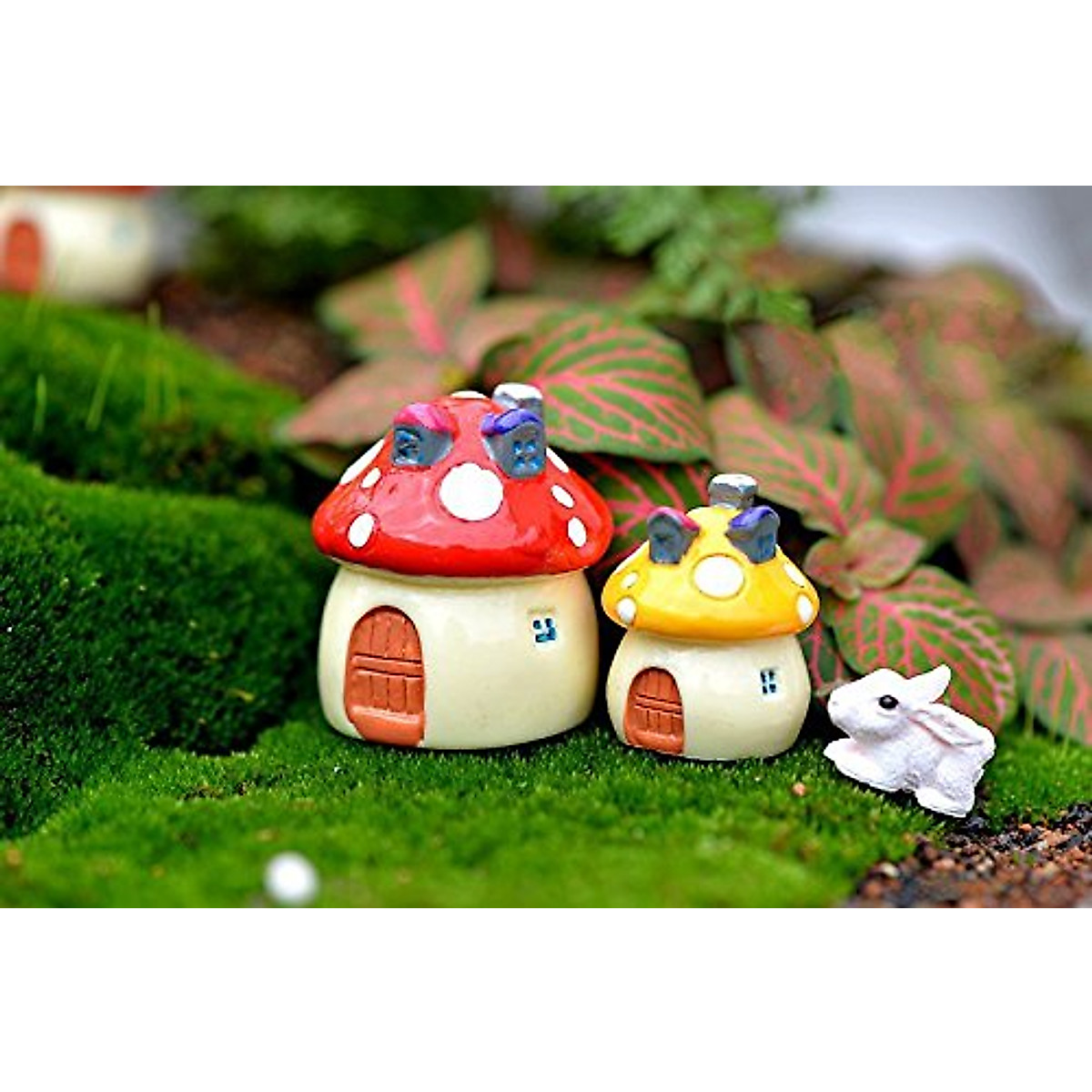 SUN-E 4 Color&Size in Set Miniature Fairy Garden Mushroom House Ornament Outdoor Decor Home Office School Decoration