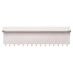 SANY DAYO HOME Wall Mount Jewelry Organizer Real Wood Jewelry Display Storage Shelf with 15 Necklace Hooks, Earring Bracelet Rod, Stud Cork Board, White