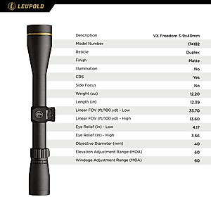 Leupold VX-Freedom 3-9x40mm Riflescope, Duplex CDS (174182) (174182)