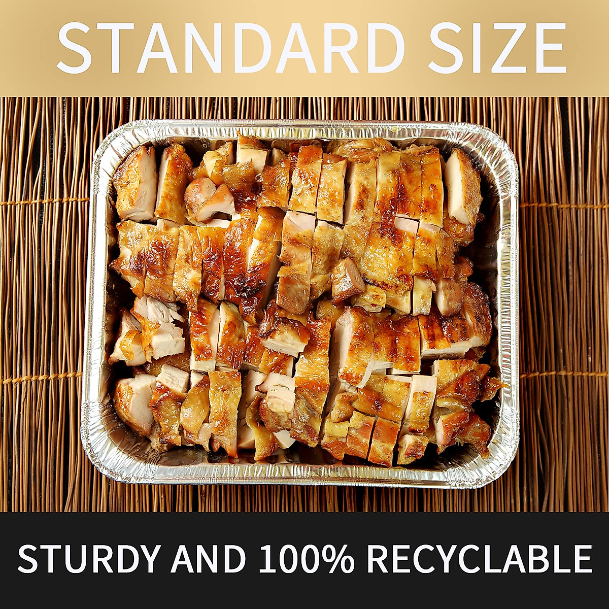 9x13 Aluminum Pans Disposable Foil Pans (10-Pack), Half Size Deep Steam Table Pans Extra Thick for Baking, Cooking, Roasting, Heating …