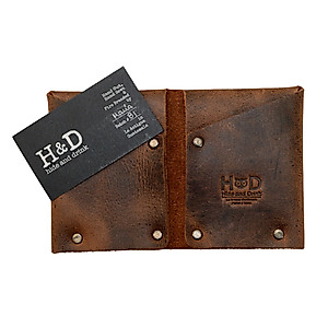 Hide & Drink, Leather Riveted Card Holder, Holds Up to 8 Cards Plus Folded Bills/Rustic/Wallet/Accessories/Money Organizer/Case, Handmade :: Bourbon Brown
