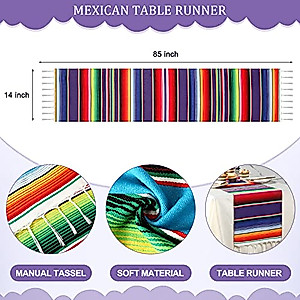 39 Pcs Taco Bar Decorations Fiesta Party Set Serape Table Runner Taco Bar Cactus Banner Garland Fiesta Paper Fan Mexicano Picado Banner Party Decor for Mexican Cinco De Mayo Party Supplies(Purple)