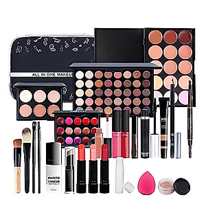 Melemando All In One Makeup Kit 27 Piece Makeup Kit for Women Full Kit, All in One Makeup Sets Include Eyebrow Eyeliner Eyeshadow Mascara Foundation Concealer Lip Gloss Lipstick Makeup Brush (MKit-03)