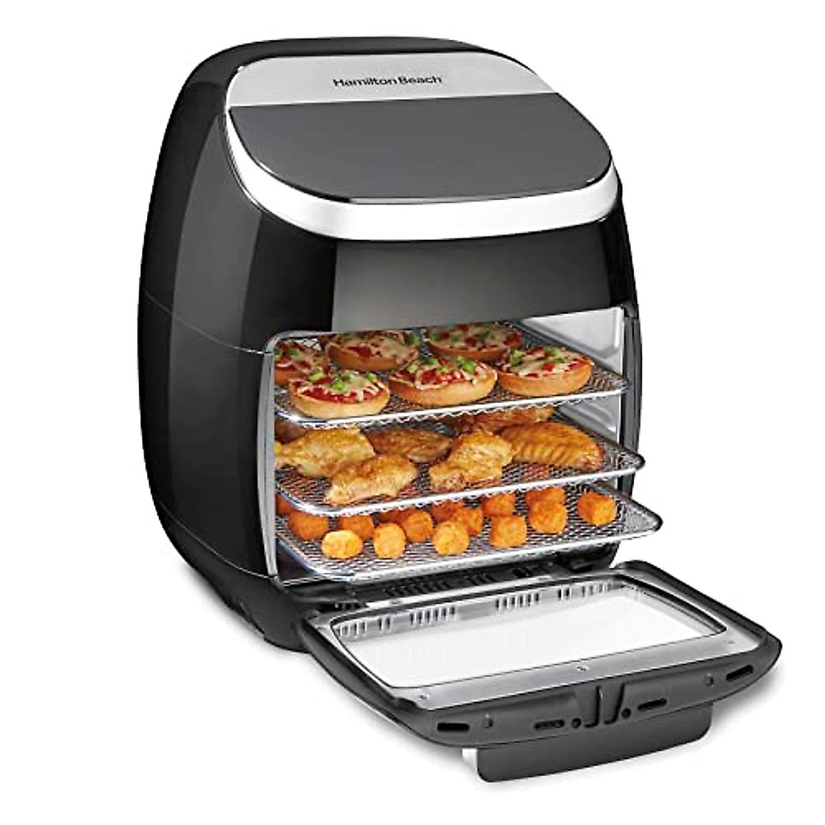 Hamilton Beach 11.6 QT Digital Air Fryer Oven with Rotisserie, 8 Pre-Set Functions including Dehydrator, Roaster & Toaster, 1700W, Black (35073)