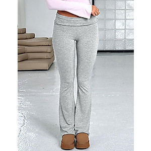 PRIVIMIX Women's Low Waisted Flare Leggings Bell Bottom Casual Lounge Bootcut Yoga Pants Sweatpants Light Grey
