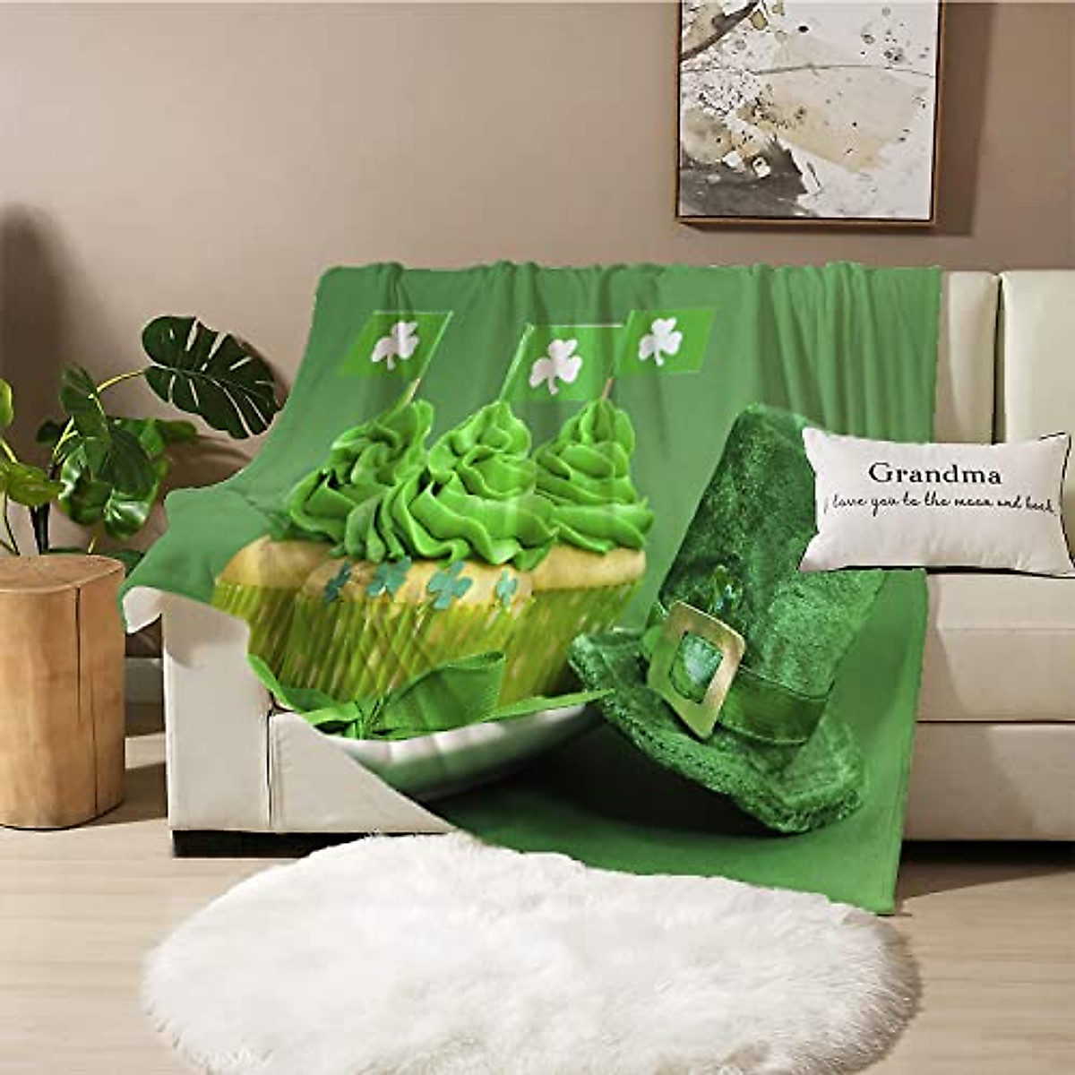 Throw Blanket St. Patrick's Day Fleece Blanket for Winter Comfortable Cozy Soft Fuzzy Couch Flannel Throw Suitable for All Seasons (90"x80"/228x203cm)