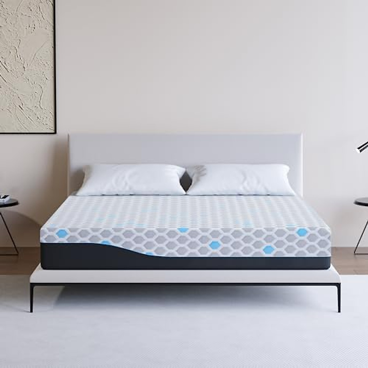Dyonery Full 10 Inch Mattress, Memory Foam Charcoal Mattress in a Box, Gel Infused Cooling Mattress with Fiberglass Free Cover, Made in USA, CertiPUR-US Certified, 75"×54"×10" Medium
