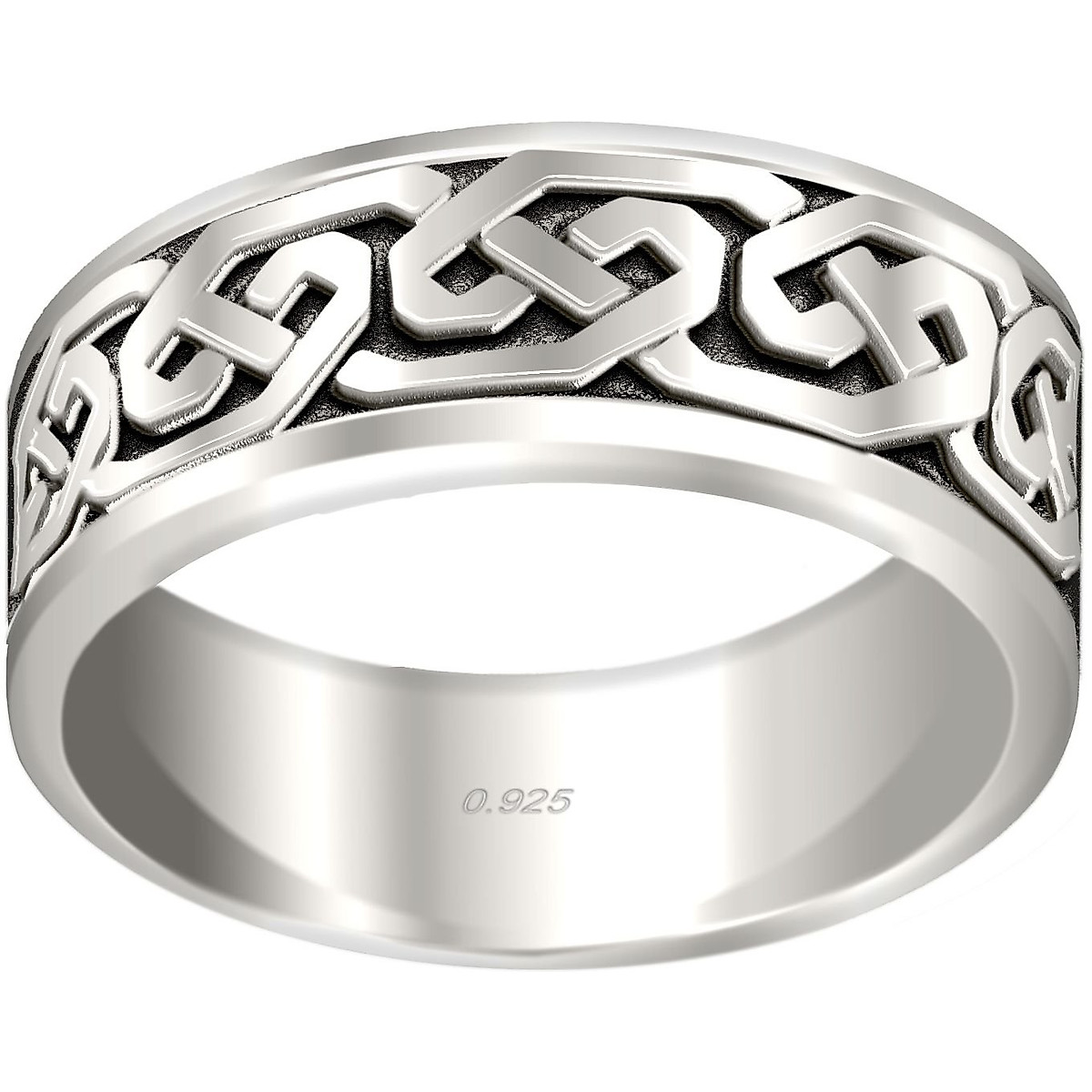 US Jewels New 0.925 Sterling Silver Irish Celtic Knotwork Spinner Ring