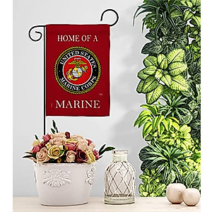 Home of Marine Corps Garden Flag Wall Decor Armed Forces USMC Semper Fi Tapestry Official United State American Military Memorabilia Banner Remembrance Retire Outdoor Yard Memorial Veteran Gifts Made In USA