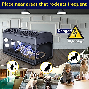 Electric Rat Trap - Humane Mouse Traps Indoor for Homes, Instantly Kill Rodent Zapper with Powerful Voltage, Works for Mice Rats Chipmunks Squirrels