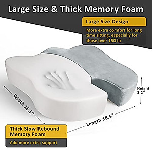 Dreamer Car Large Office Chair Cushions/Chair Pads with Thick Memory Foam - Luxurious Comfort and Support for Extended Sitting (Velvet Cover, Gray)