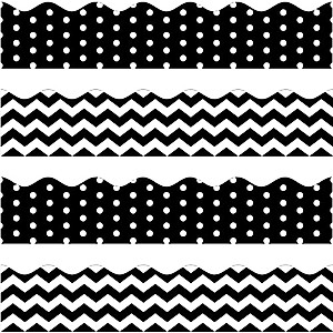 Black Dot Border Trim, 80ft Bulletin Board Borders, Poster Board Decorating Supplies, Decoration Strips for Bulletin Board Trim, Teacher Student use for Classroom Decor (2 Set)