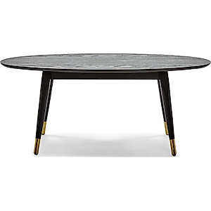 Elle Decor Clementine Mid-Century Modern Living Room Furniture Collection, Oval Coffee Table, Cocoa 39.37 in x 19.69 in x 15.75 in