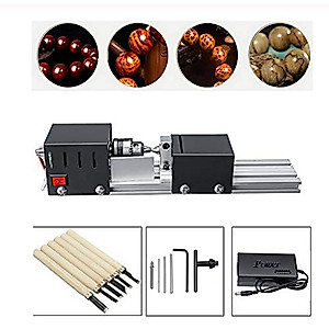 BACHIN Mini Lathe Beads Polisher Machine DIY CNC Machining for Table Woodworking Wood DIY Tool Lathe Standard Set DC 12V-24V 96W