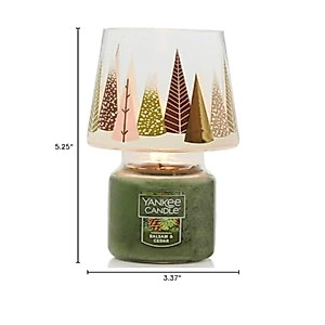 Yankee Candle Balsam & Cedar Winter Holiday Gift Set - Small Balsam & Cedar Candle (3.7 oz) with Festive Trees Small Jar Shade in a Decorative Gift Box