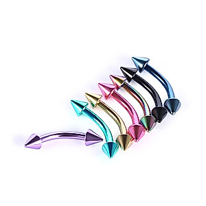 COTTVOTT Set of 7pcs Mens Womens Stainless Steel Spike Eyebrow Rings Piercing Body Jewelry (7pcs cone head)