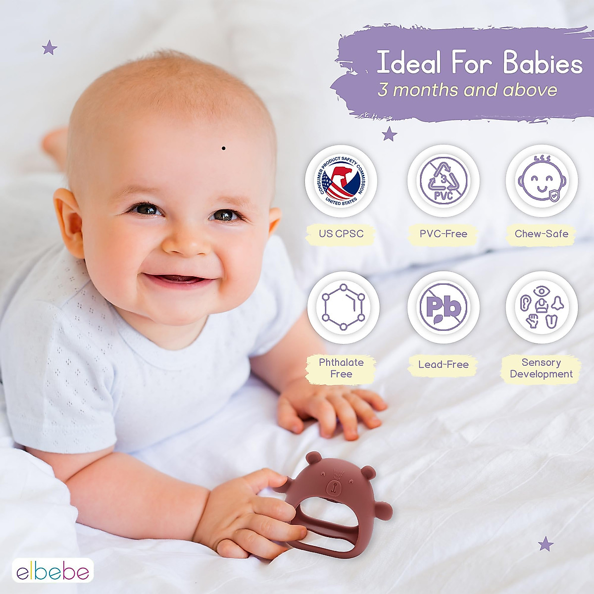 Bear Mitten Never Drop Silicone Baby Teething Toys | (Brick Red) Teether Mitten | Baby Teethers 0-6 Months, Teether Mitten, Teething Hand Mitten, Teething Mitten, Baby Teethers 6 to 12 Months