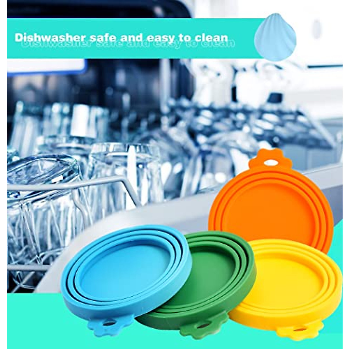 Joyinjojo 3 Pack Pet Food Can Covers Lids, Universal Size Silicone Dog Cat Food Can Lids Covers, Dishwasher Safe