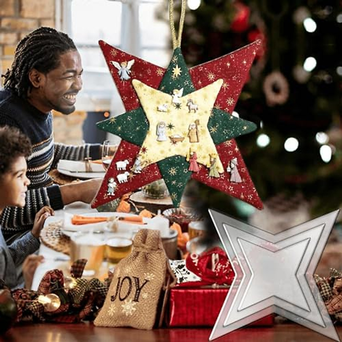 Christmas Patchwork Star Template Set,Christmas Wreath Template,Christmas Star Quilting Template,2024 Christmas DIY Quilting Templates Patchwork Tools,DIY Sewing Tool for Sewing Lovers