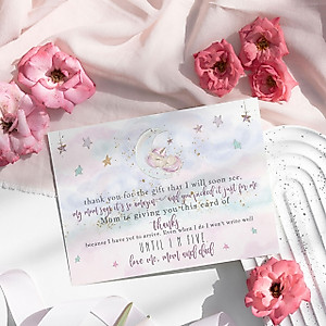 Paper Clever Party Unicorn Baby Shower Thank You Cards with Envelopes - 25 Pack - 4x6 Blank Notes with Whimsical Star and Moon Design - Thanking for Gifts from Baby Girl