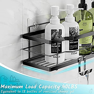 Moforoco Shower Caddy - Adhesive Shower Organizer, Hanging Suction Black Shower Shelves Rack, Inside Shower Rack Holder, Bathroom Decor Organization Storage Accessories, Home Essentials Gadgets