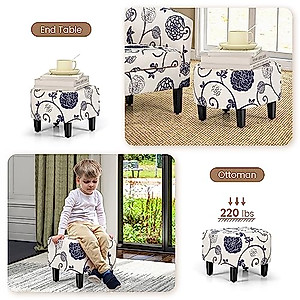 Giantex Accent Chair with Ottoman Set, Upholstered Barrel Chair with Footrest, Modern Accent Armchair with Ottoman, Round Club Chair for Living Room, Bedroom, Small Space