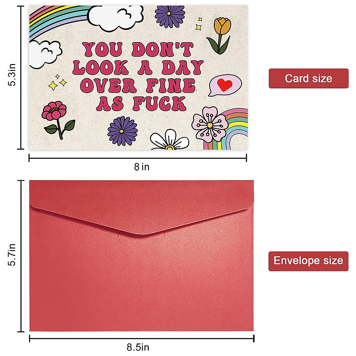 SuperShunhu Funny Birthday Card for Her, Birthday Gift for Girlfriend Wife, Happy Birthday Card for Friend Bestie, You Don’t Look A Day Over Fine AF Card