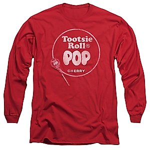 Tootsie Roll Tootsie Roll Pop Logo Unisex Adult Long-Sleeve T Shirt for Men and Women, X-Large Red