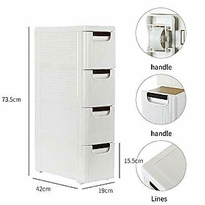 Nightstand Bedside Table Drawer Cabinet Dresser Storage Drawer Units Narrow Rolling Storage Cabinet Plastic 4-Drawer Stylish Modern White Design Design for Space Saving Storage Tower Dresser