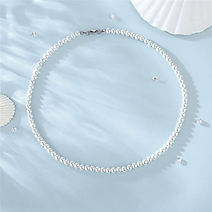 Pearl Necklace for Men,Pearl Necklaces for Women,6mm White Pearl Necklace Jewelry