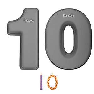 Ducodocu Silicone Number Cake Pan Large 3D Number Cake Mold Baking Forms Novel Cake Tins DIY Baking Mold for 1/10th Birthday Wedding Anniversary 10 inch Number of 1&0