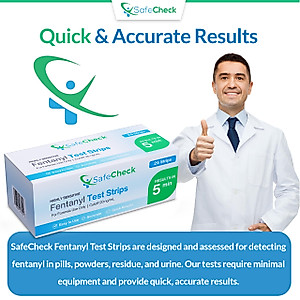 Fentanyl Test Strips 25 Pack | SafeCheck Highly Sensitive Fentanyl Test Strips for Testing Drugs | Fentanyl Testing Strips for Pills, Powders | Fentanyl Test Kit