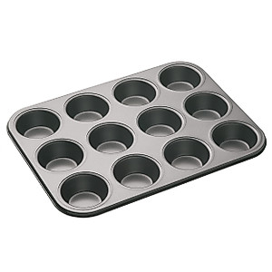 Masterclass Heavy Duty 12 Hole Cupcake Baking Tray Tin Pan with Double Layer Non-Stick Coating | Ideal for Baking Buns, Cupcakes, Yorkshire Puddings and Muffins