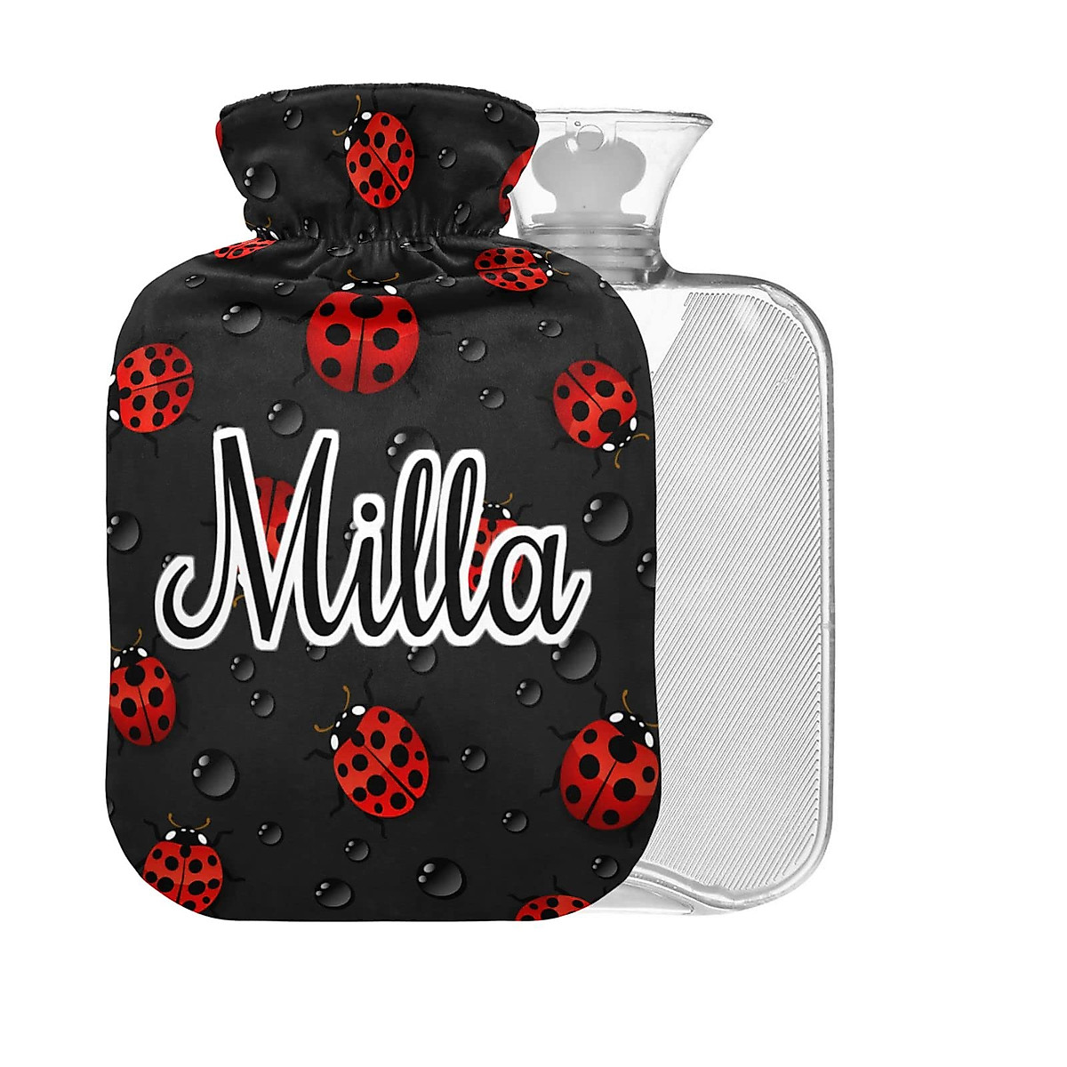 Ladybug Custom Hot Water Bottle with Cover 1L Personalized Small Hot Water Bag for Pain Relief Cramps BAP Free