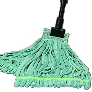 Large Microfiber Tube Mop with Stainless Steel Handle | Industrial Wet Mop | Absorbent and Durable with Great Cleaning Power (Green)