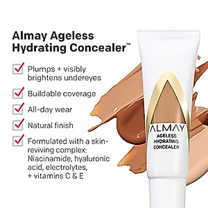 Almay Anti-Aging Concealer, Face Makeup with Hyaluronic Acid, Niacinamide, Vitamin C & E, Hypoallergenic, -Fragrance Free, 020 Light Medium, 0.37 Fl Oz (Pack of 1)
