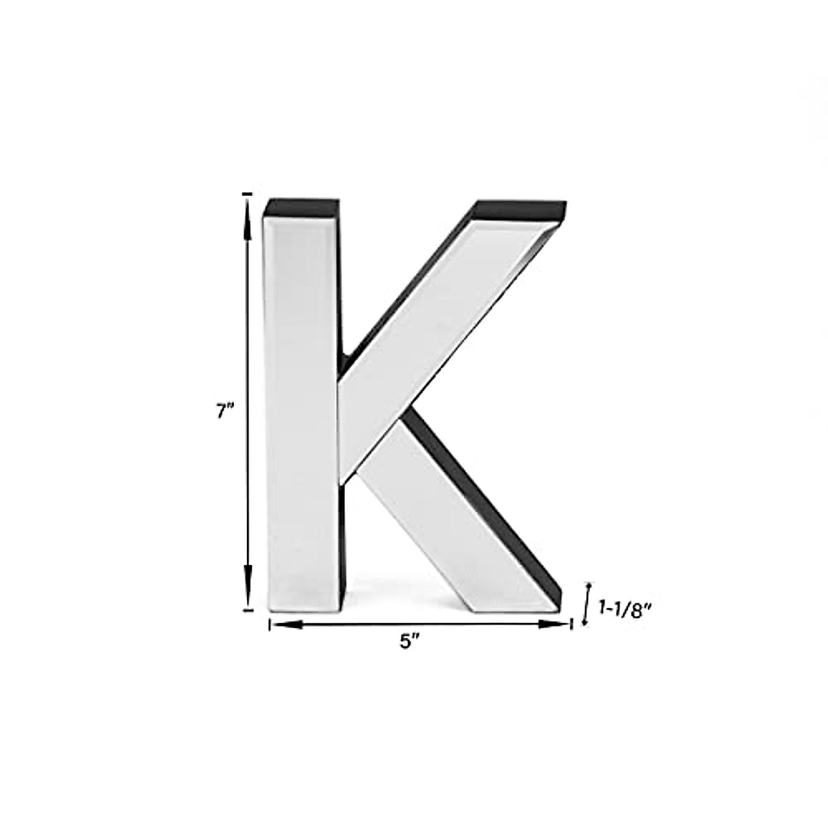 COLLECTIVE HOME - 7-inch Tall Mirrored Glass and Wood Decorative Letter, Home-Bedroom-Office Wall Décor. Perfect Fun Gift to Encourage Girls, Young Ladies & Teens. (K)