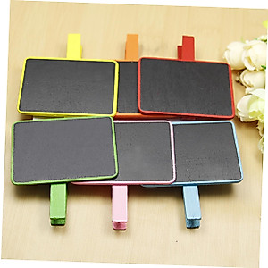Veemoon 18pcs Message Board with Clips Wood Tags Mini Blackboard Signs Message Board Tag Sign Table Place Card Clip Chalkboard Food Signs Wedding Table Numbers Photo Dining Table