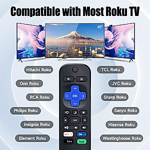 (Pack of 2) New Universal TV Remote Compatible with Roku TVs Remote, Compatible with TCL-Roku/Hisense-Roku/Onn-Roku/Sharp-Roku/Element-Roku/Westinghouse-Roku/Philips/Insignia/Jvc/RCA Smart TVs