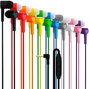 Maeline Bulk Earbuds Headphones with Microphone, Noise Isolating Wired Earphones with Powerful Heavy Bass Stereo, Compatible with Android, iPhone, iPad, Laptops, MP3, Fits 3.5mm - 20 Pack - Multi