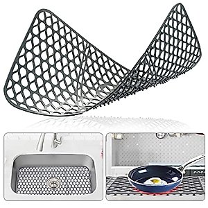 Silicone Kitchen Sink Mats for Bottom of Kitchen Sink,Non-slip Heat Resistant Sink Protectors for Kitchen Sink Mats and Protectors,Silicone Sink Mat Protector for Farmhouse Center Drain(26"x14")