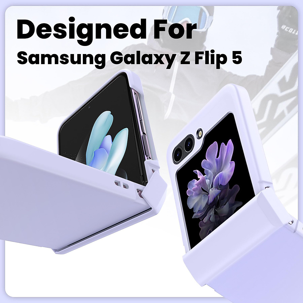 ZCDAYE Case for Samsung Galaxy Z Flip 5, Slim Silky Touch Phone Case Hard PC Shockproof Anti-Yellowing Protective Cover Case for Samsung Z Flip 5 5G 2023, Purple