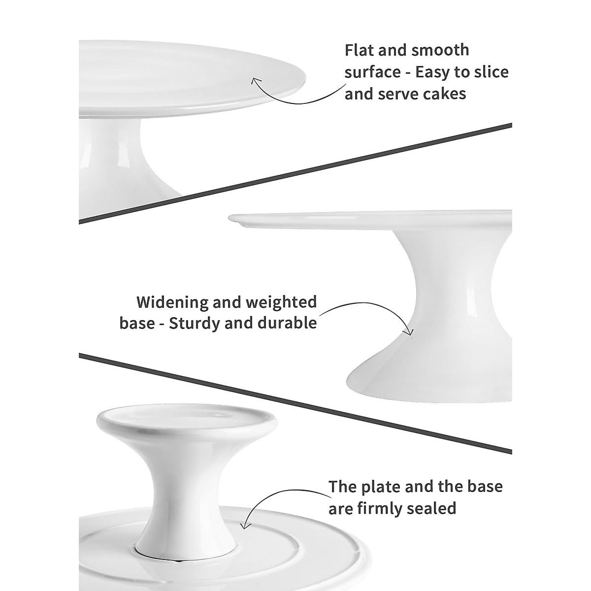 Kanwone 10-Inch Porcelain Cake Stand, Cake Plate, Dessert Stand, Cake Stand for Party, Home Decorating Stand, White