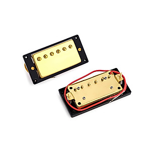 Metallor Humbucker Double Coil Pickups Neck and Bridge Pickup Compatible with LP Style Electric Guitar Parts Replacement Gold.