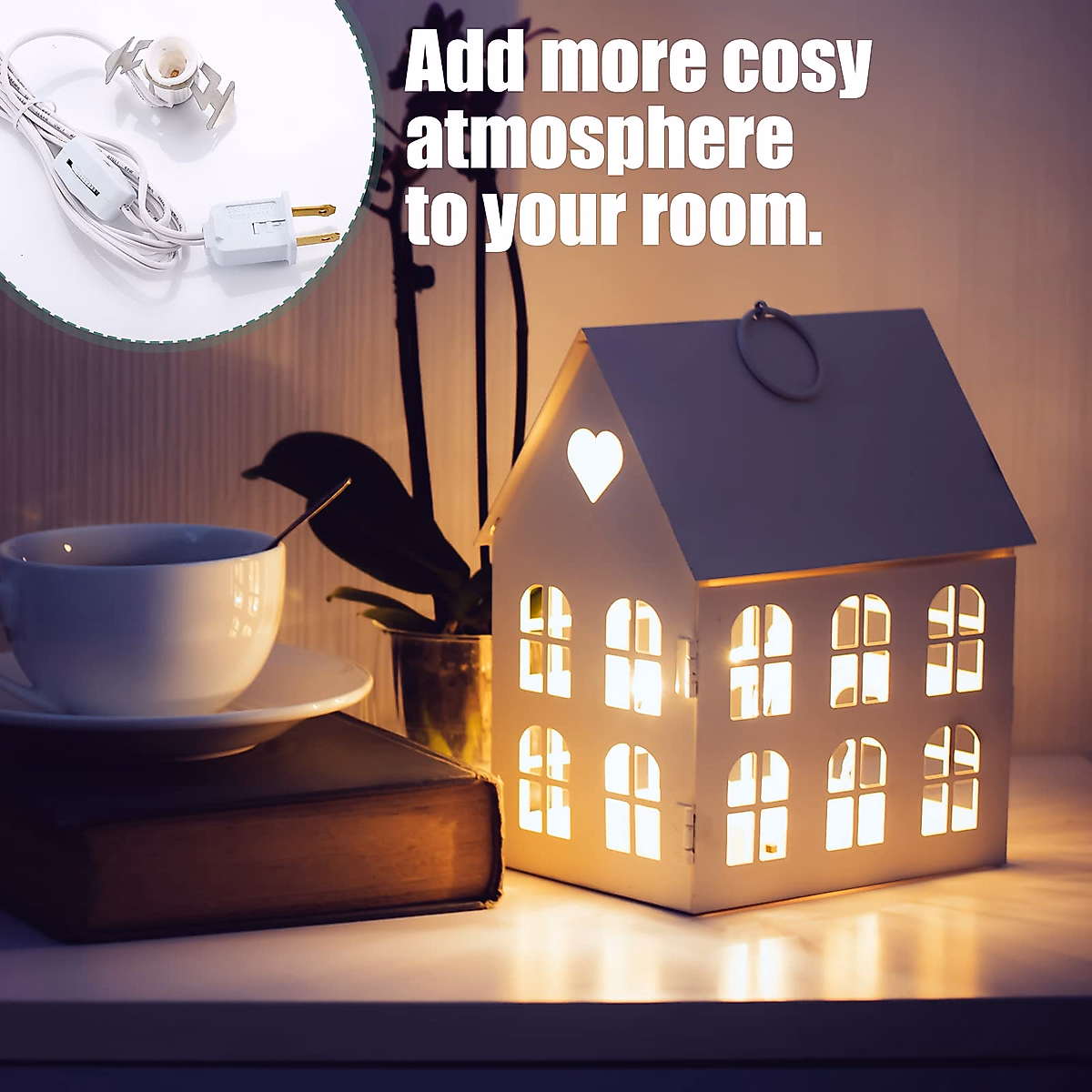 24 Packs Accessory Cord with LED Light Bulb, 6 Ft Warm Light Accessory Cord Kit (White)